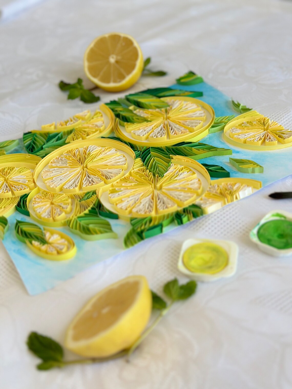 Fruit Art, Lemon, Quilling Paper Wall Art, Paper Art, Paper Craft, Gift ...