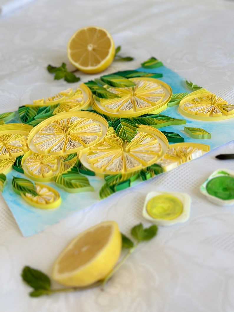 Fruit Art, Lemon, Quilling Paper Wall Art, Paper Art, Paper Craft, Gift ...