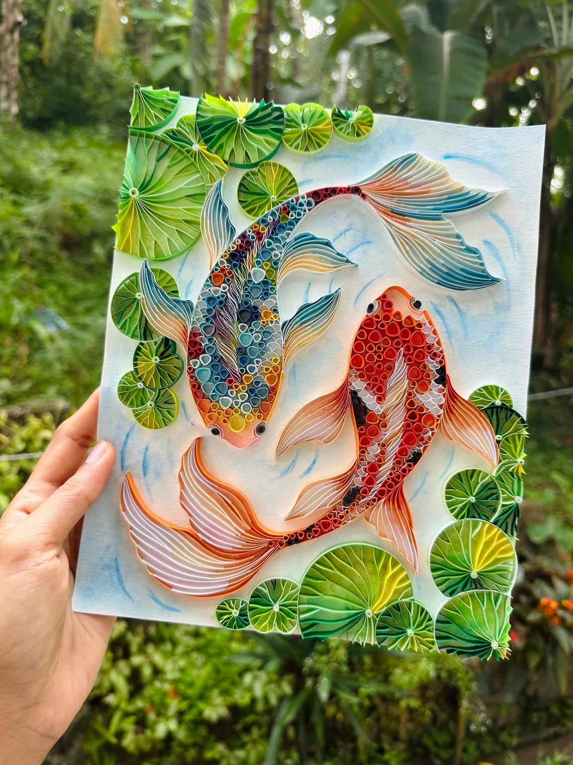 Koi Fish Paper Quilled Wall Art, Mixed Media - Etsy