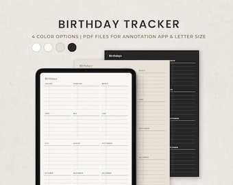 Birthday Tracker, Birthday Log, Important Dates, Birthdays, Yearly ...