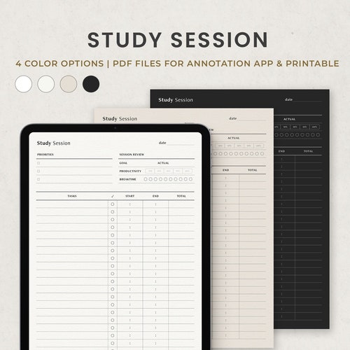 Study Session Planner Student Planner Academic Digital - Etsy