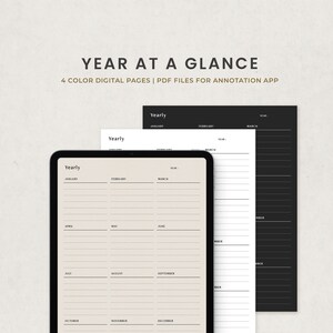 Year at a Glance Digital Planner Yearly Overview Planner for - Etsy