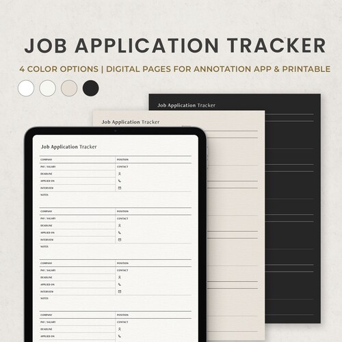Job Application Tracker Job Search Planner Career - Etsy