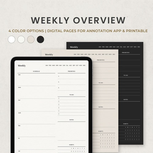 Weekly Schedule Weekly Hourly Digital Planner Template for - Etsy