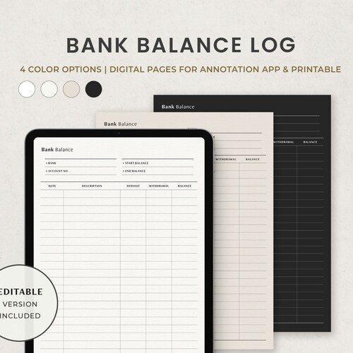 Bank Account Information Tracker Digital Planner Template for - Etsy