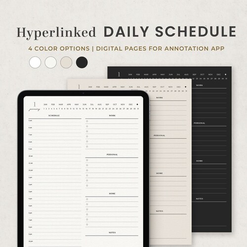 Daily Schedule Personal Work Home Digital Planner for Ipad - Etsy