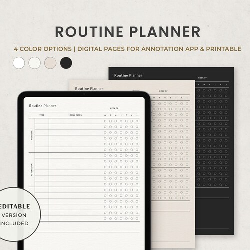 Routine Planner Daily Weekly Habit Tracker Digital Planner - Etsy