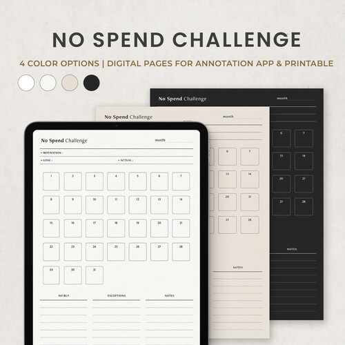 No Spend Challenge Tracker Digital Planner Template for - Etsy