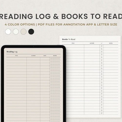 Reading Log and Books to Read List Reading Tracker Digital - Etsy