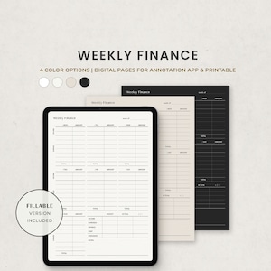 Weekly Finance Tracker, Weekly Budget, Expense Log Digital Planner ...