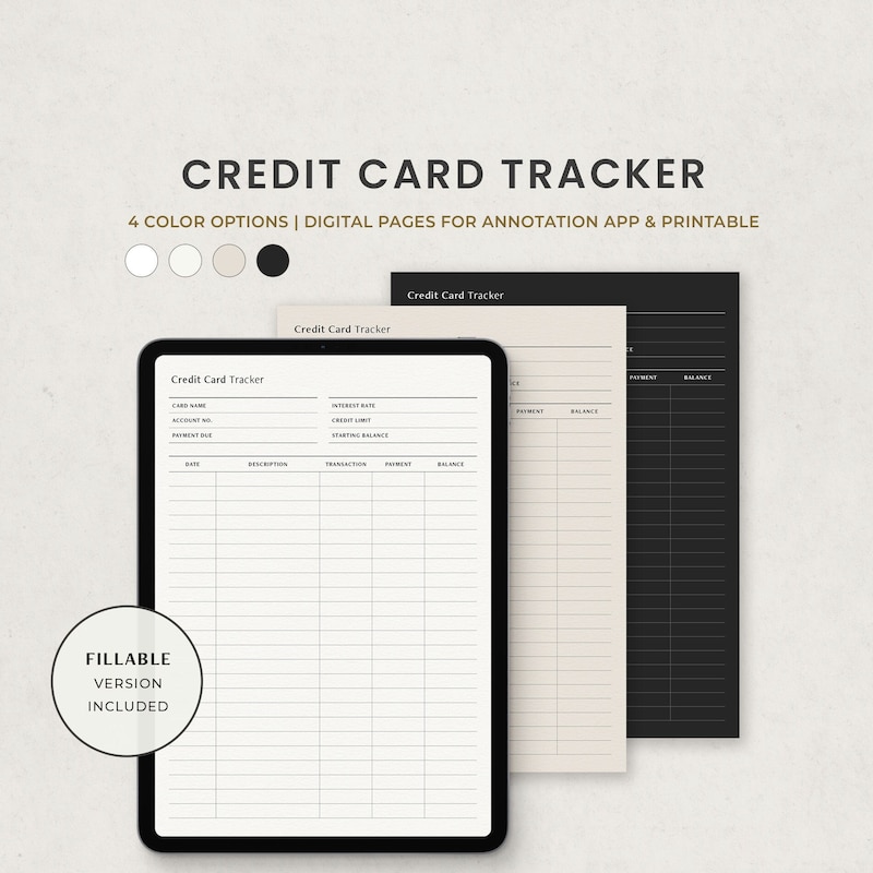 Credit Card Tracker Pdf Template - Etsy