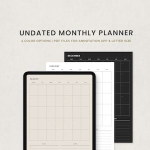 Monthly Planner Undated Digital Planner Template for Goodnotes - Etsy