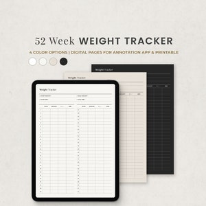 52 Week Weight Loss Tracker Digital Planner Template for Goodnotes iPad ...