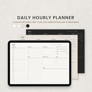 Daily Planner, Hourly Schedule Digital Template for Goodnotes on Ipad ...