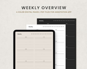 Weekly Planner Undated Digital Planner Template for Goodnotes | Etsy