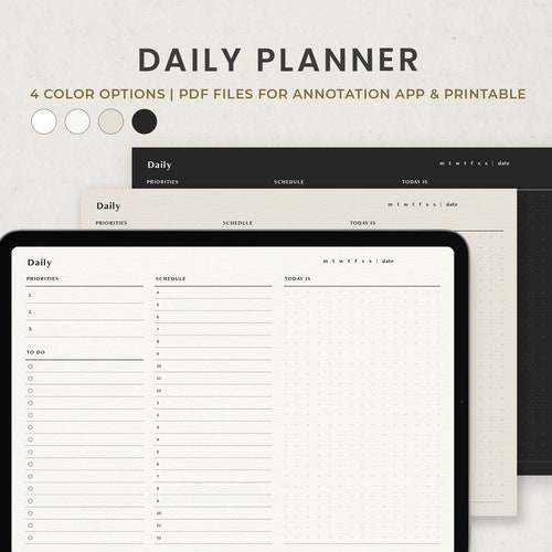 Minimalist Daily Digital Planner Daily Template for Ipad - Etsy