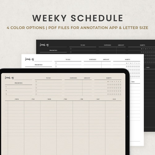 Weekly Planner Goodnotes Template Undated Digital Planner - Etsy