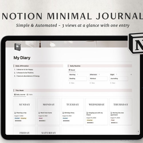 Notion Journal Template Daily Diary Notion Planner With - Etsy