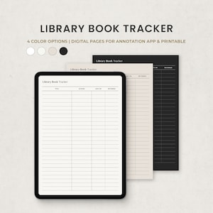 Library Book Tracker Digital Inserts, Book Return Log, Library Log ...