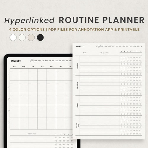 Routine Planner Daily Weekly Habit Tracker Digital Planner - Etsy