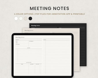 Meeting Notes, Meeting Minutes, Meeting Agenda Digital Planner Template ...