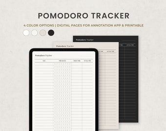 Pomodoro Tracker, Time Blocking, Time Management Digital Planner ...