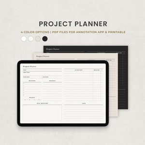 Digital Project Planner, Productivity Goal Tracker Landscape, Work ...