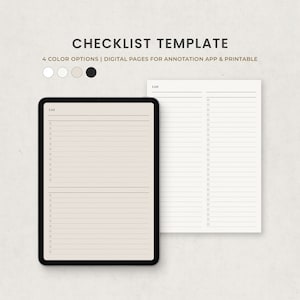 Checklist Template Editable Printable, to Do List Digital Planner for ...
