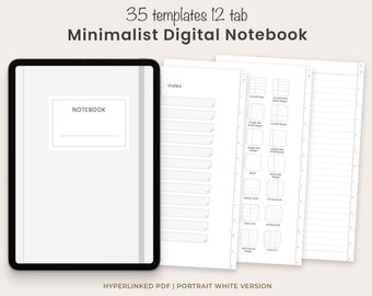 Minimalist Digital Notebook With Tabs for Ipad Goodnotes | Etsy