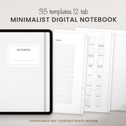 Student Digital Notebook for Goodnotes With Tabs Minimal Note - Etsy