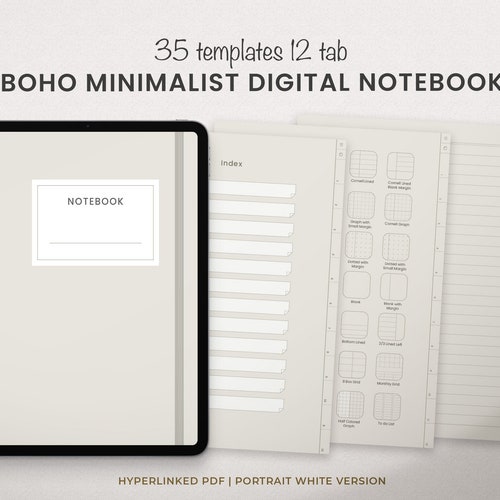 Boho Digital Notebook for Goodnotes With Tabs Kraft Minimal - Etsy