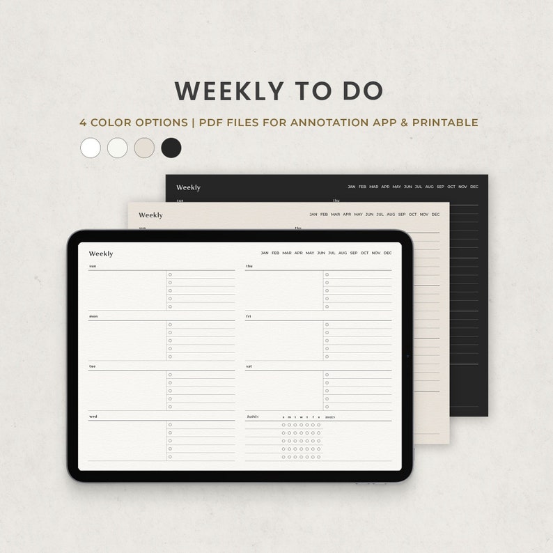Digital Weekly to Do List, Minimalist Weekly Planner Template for ...