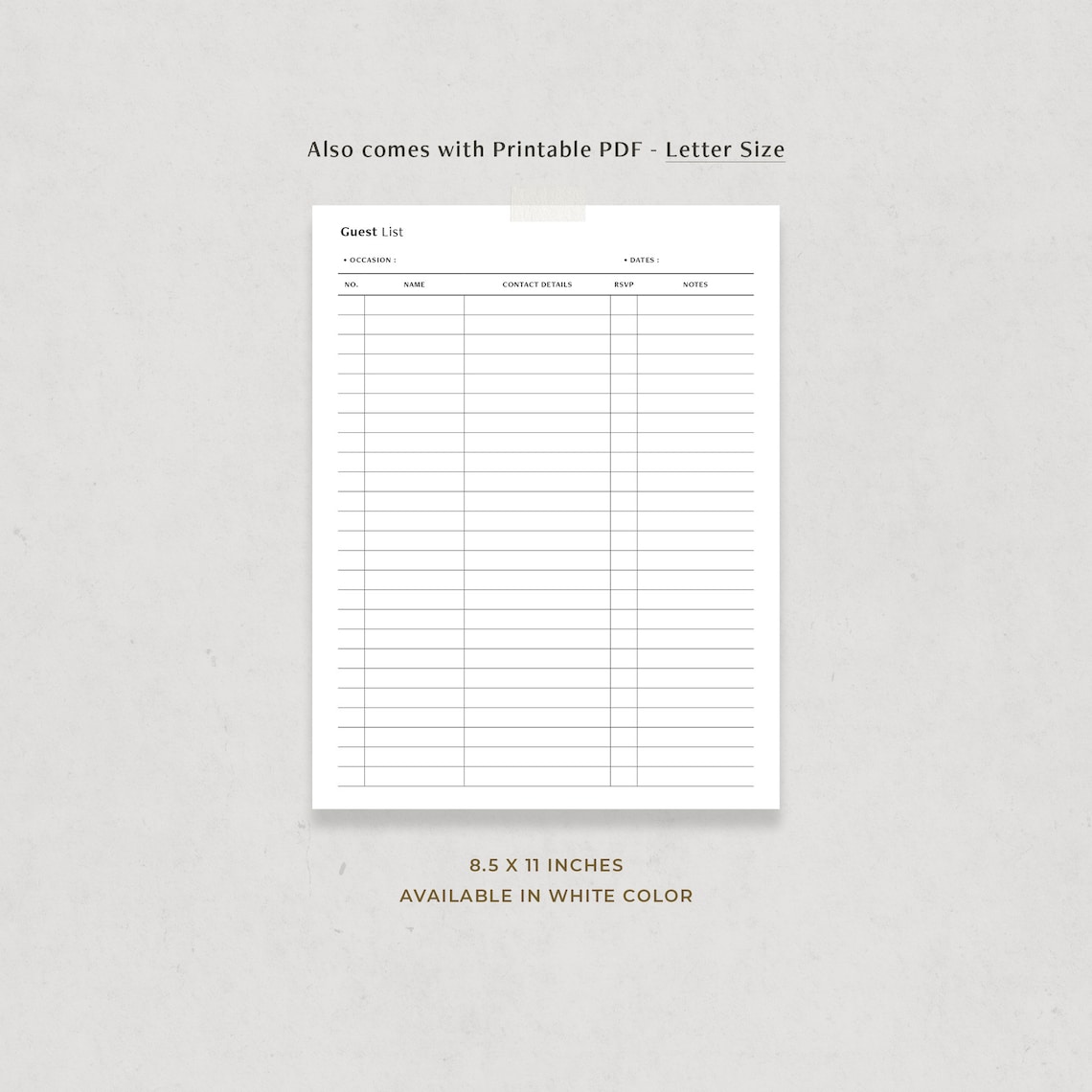 Guest List Tracker Event Attendance Log Party Digital - Etsy