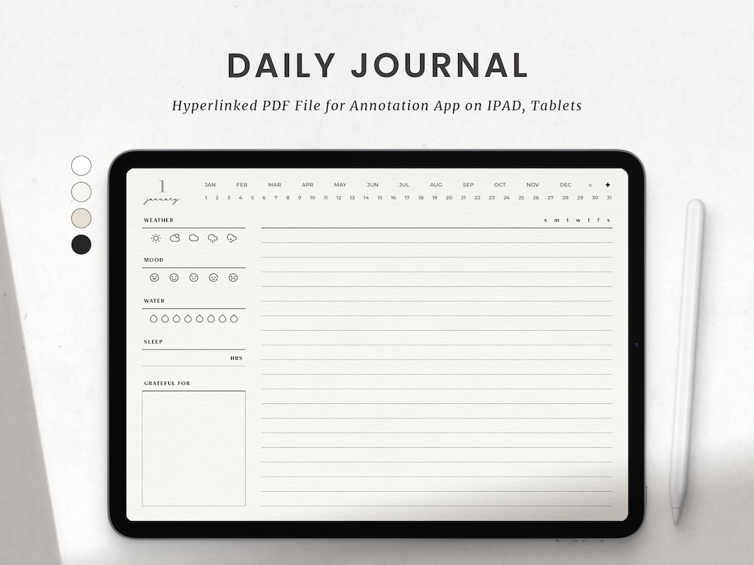 Digital Journal, Landscape Minimalist Daily Diary Template for ...
