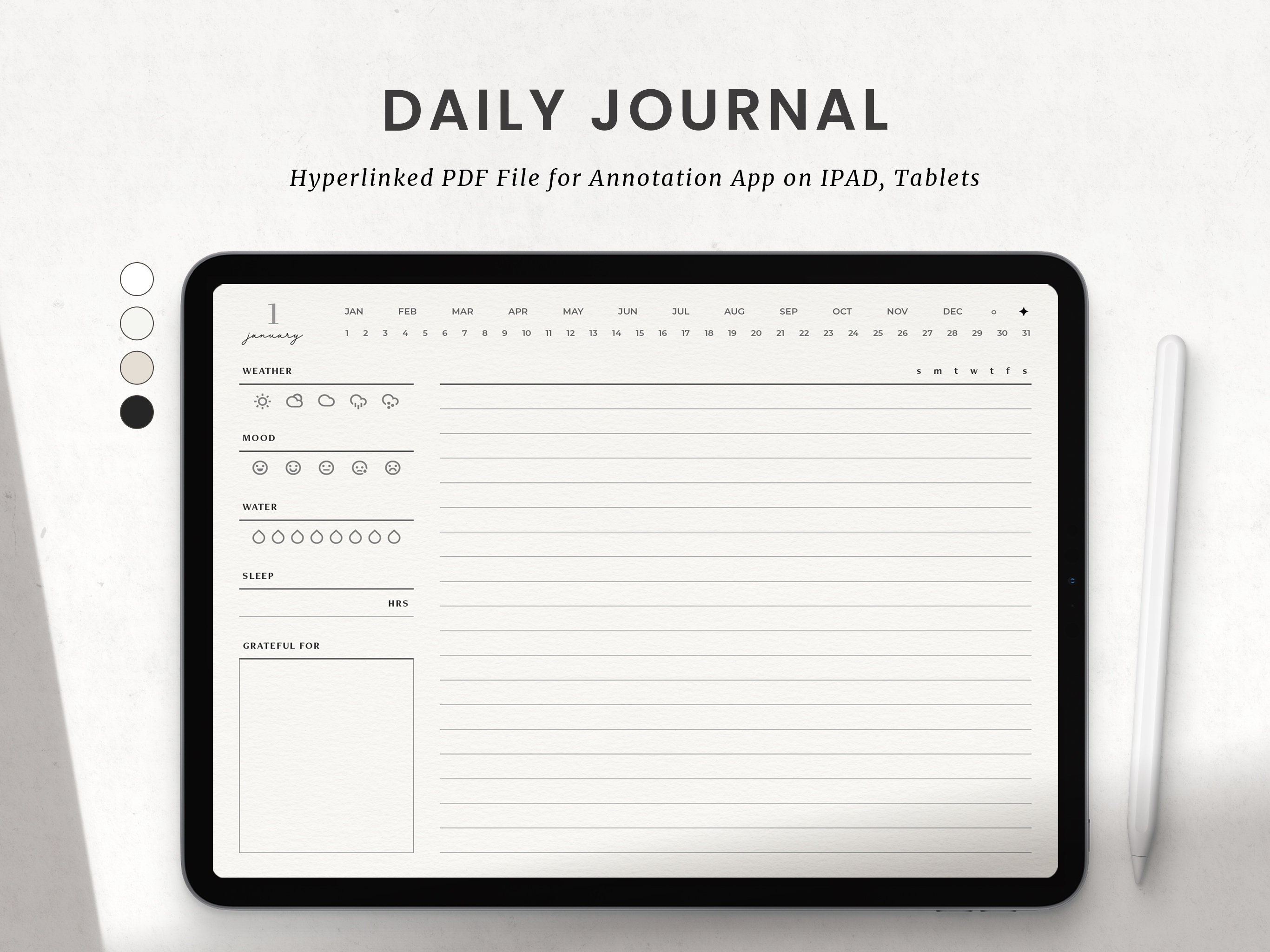 Digital Journal, Landscape Minimalist Daily Diary Template for ...