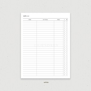 Gift List Printable, Digital Present Tracker, Gift Planner Template for ...