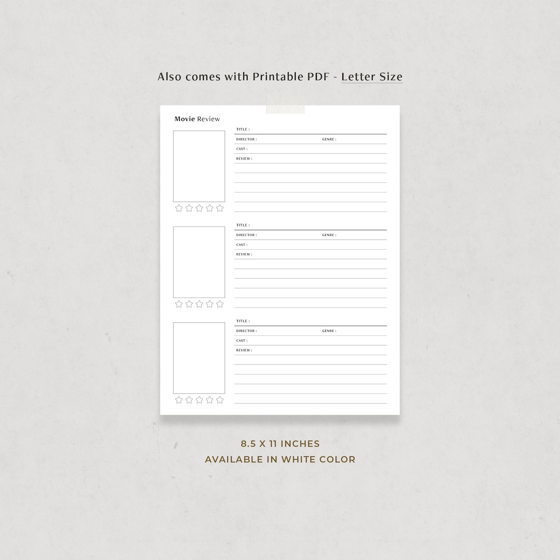 Movie Review and Movie Journal Digital Planner Template for | Etsy