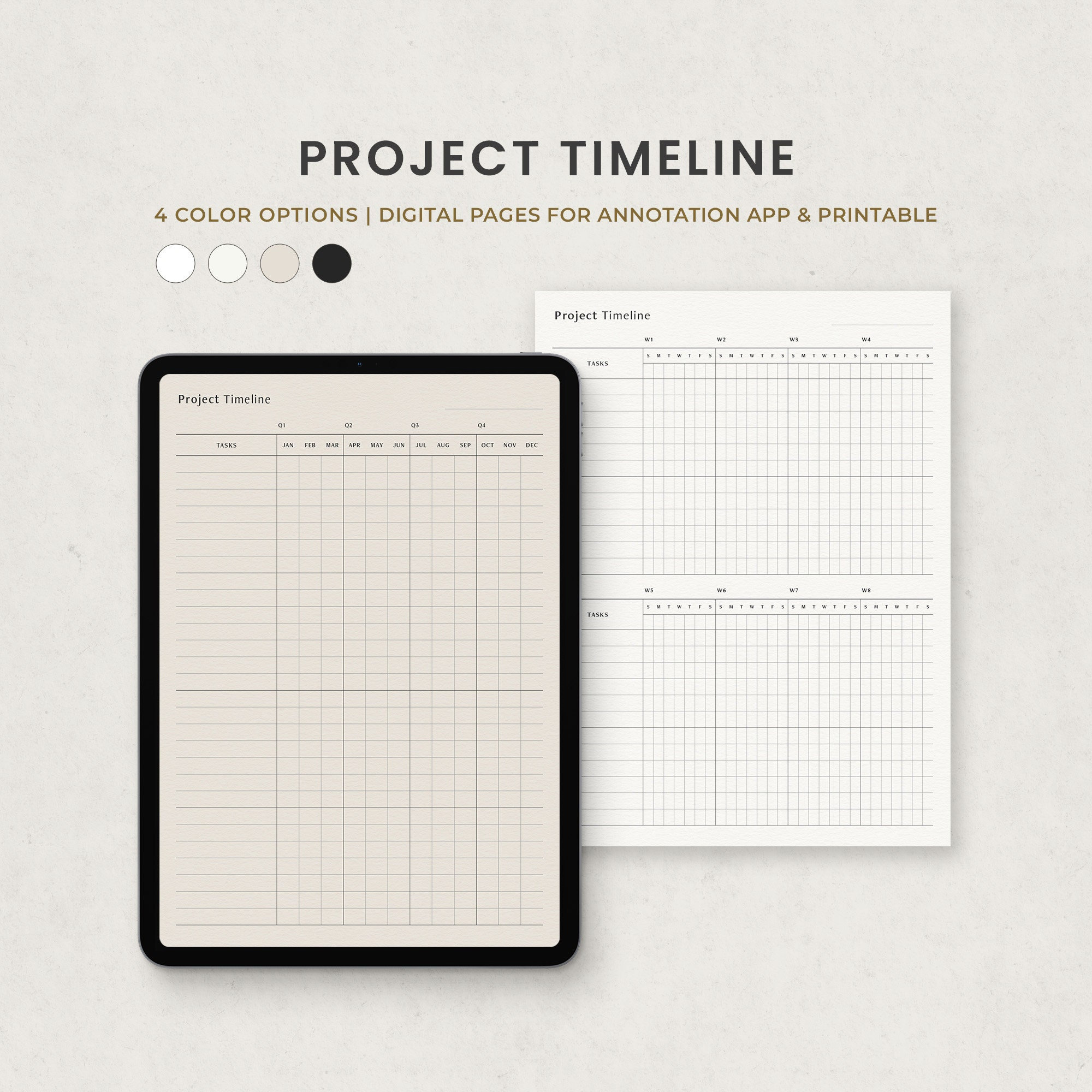 Timeline Chart Planner Digital Template, Yearly Monthly Goodnotes ...