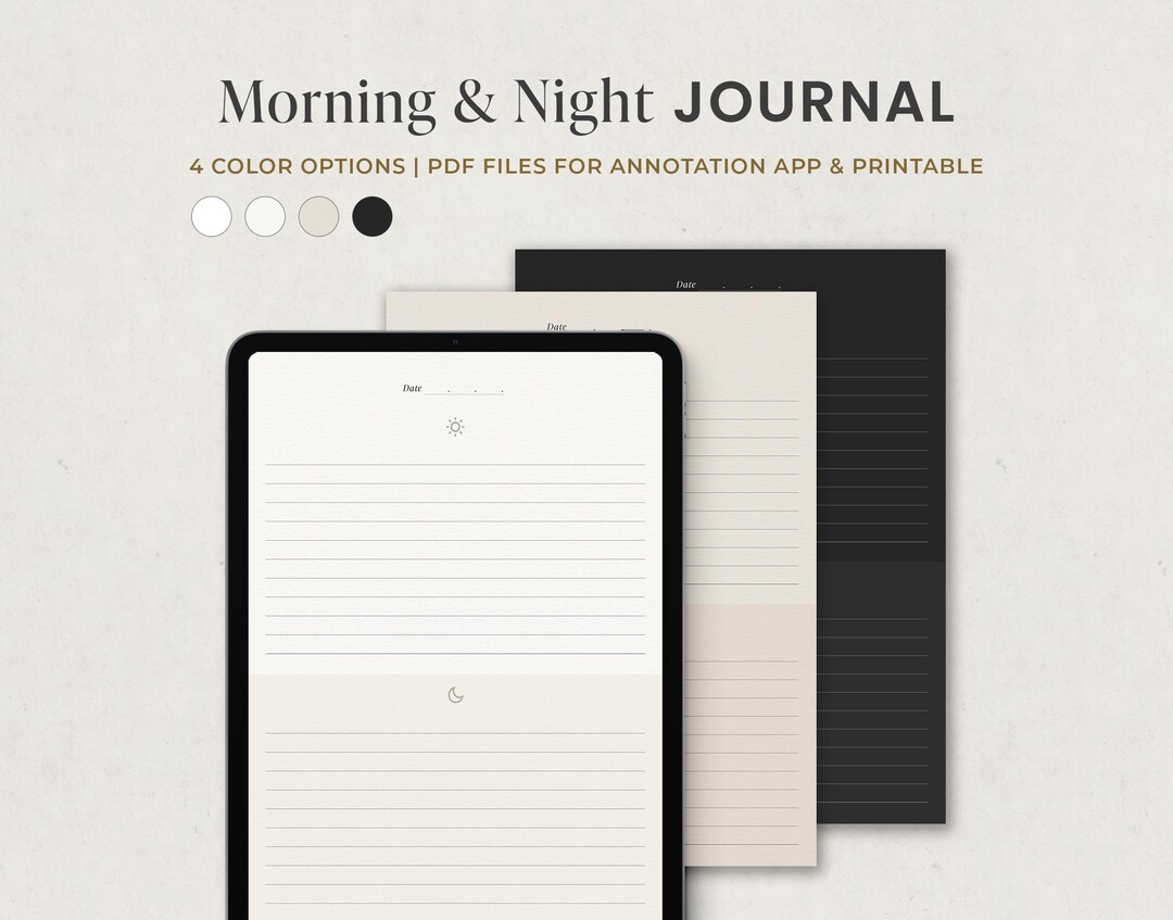Daily Journal, Morning & Night Reflection Journal Digital Template for ...
