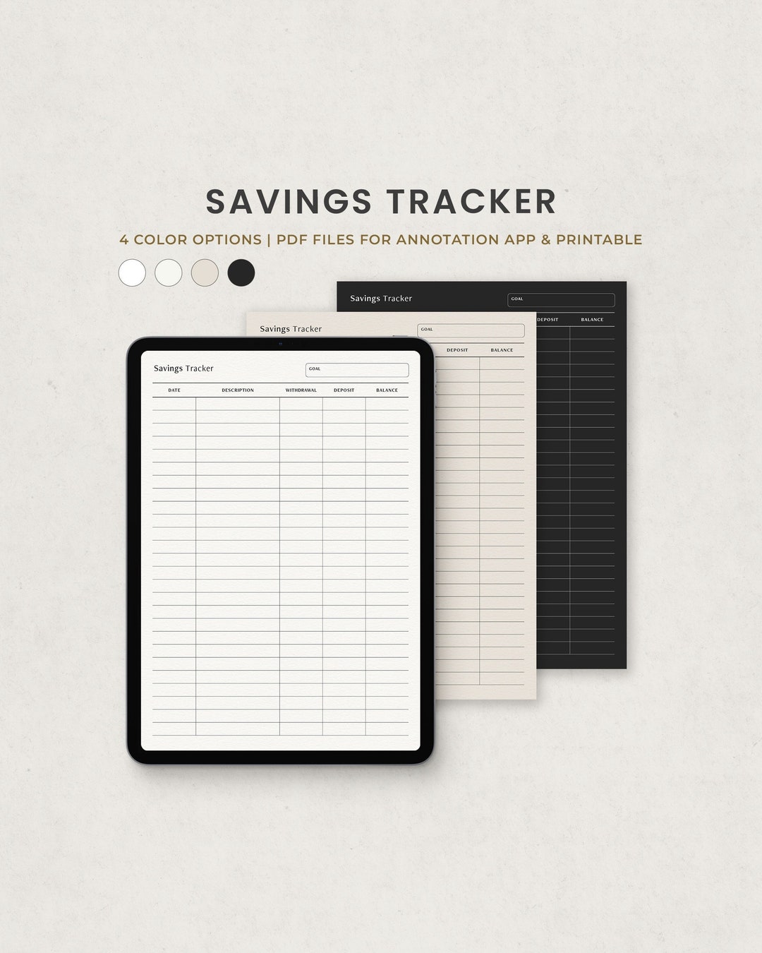 Savings Tracker, Savings Log Digital Planner Template for Goodnotes on ...