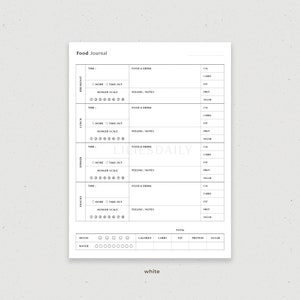 Daily Food Journal Printable, Digital Food Tracker, Diet Planner ...