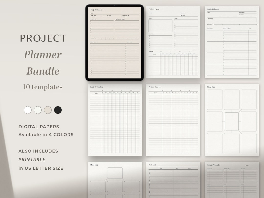 Project Planner Bundle Work Productivity Goal Planner Set - Etsy