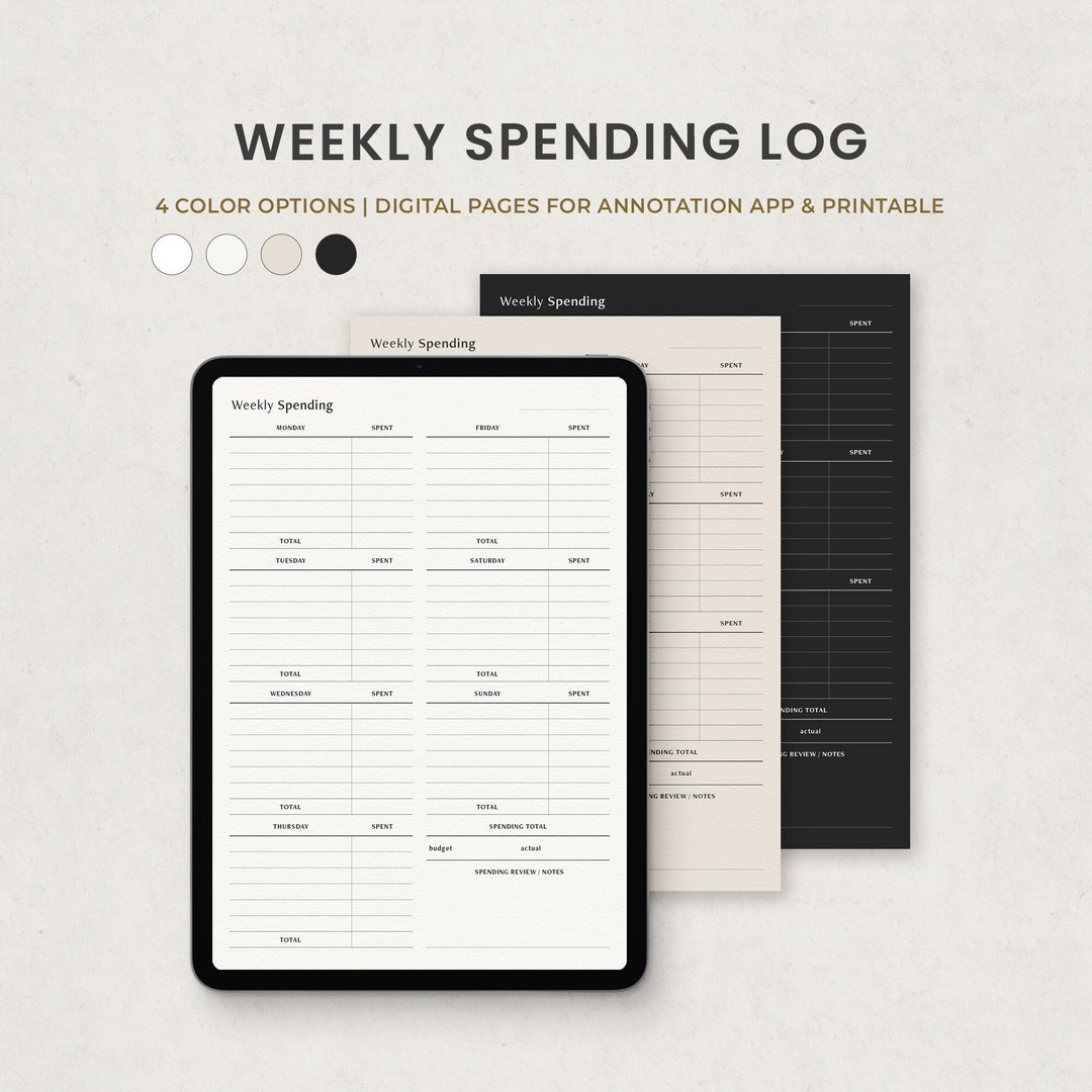 Weekly Spending Tracker, Expense Log, Weekly Budget Planner Digital ...