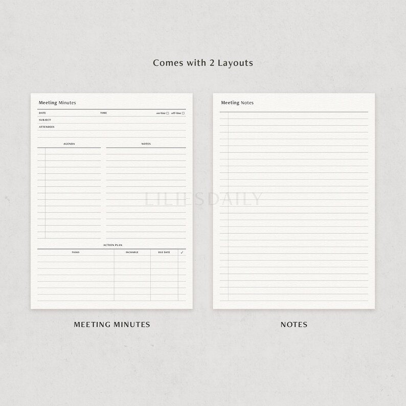Meeting Notes, Meeting Minutes, Meeting Agenda Digital Planner Template ...