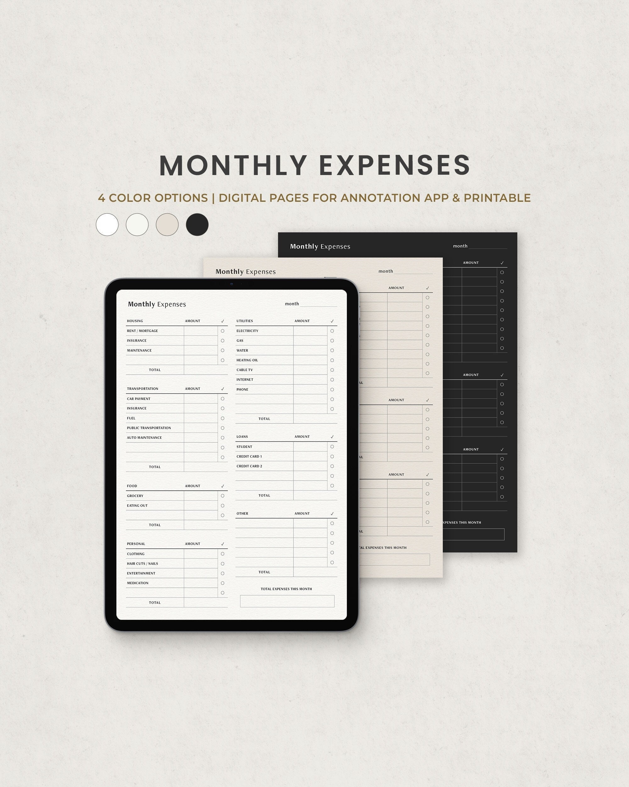 Monthly Expenses Bill Tracker Budget Digital Planner | Etsy