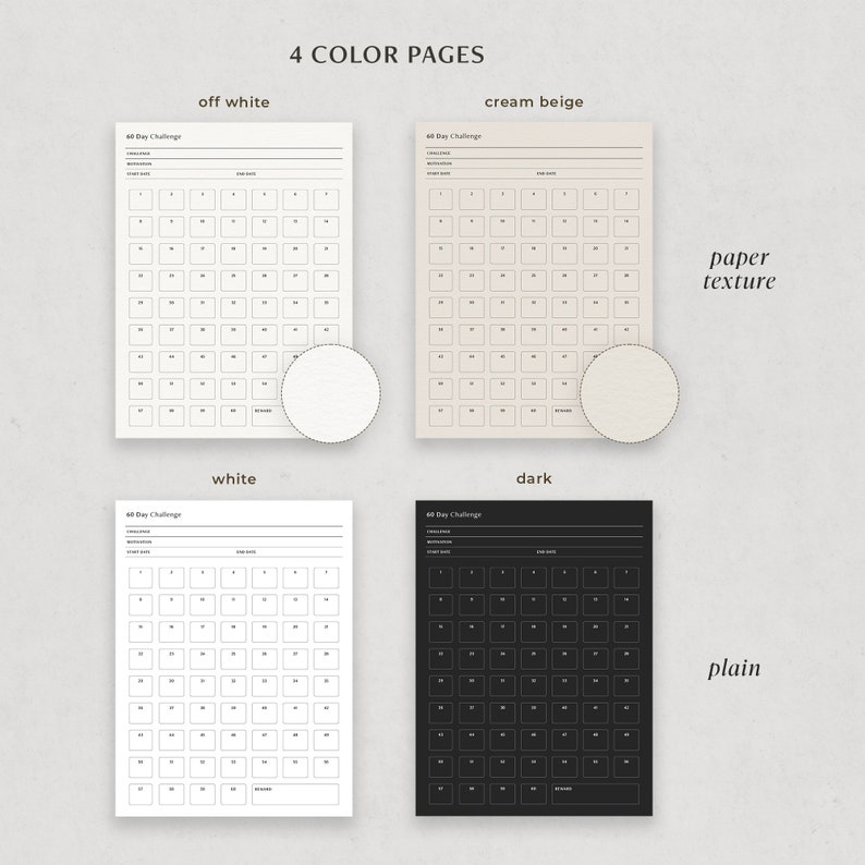 60 Day Challenge Printable, Goal Tracker, Habit Tracker Digital ...