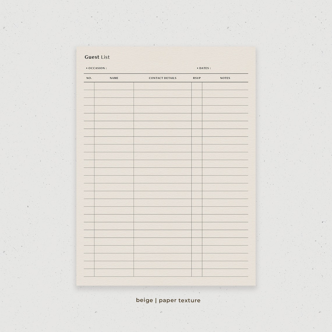 Guest List Tracker Event Attendance Log Party Digital - Etsy