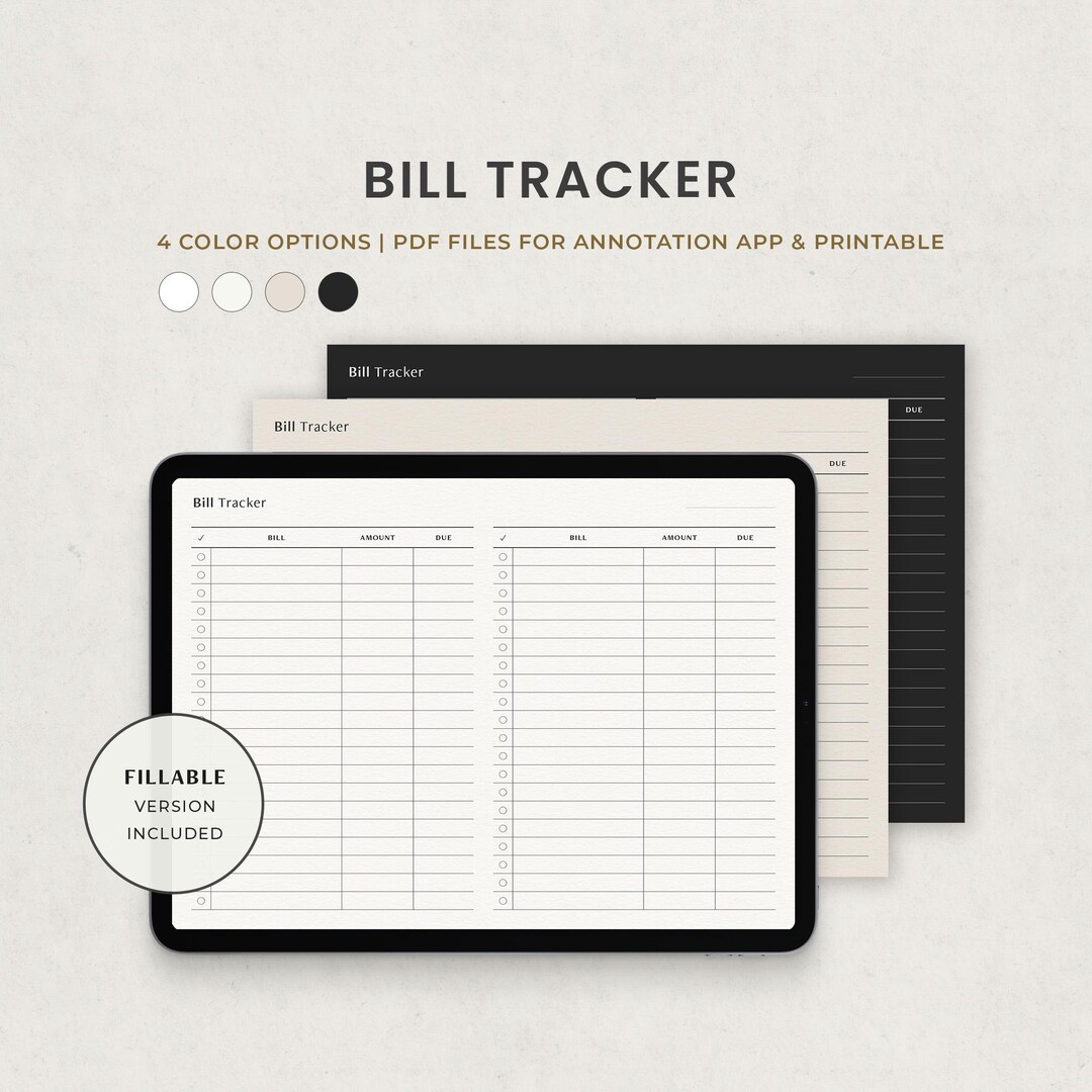Bill Payment Tracker, Digital Monthly Expense Log, Goodnotes Template ...