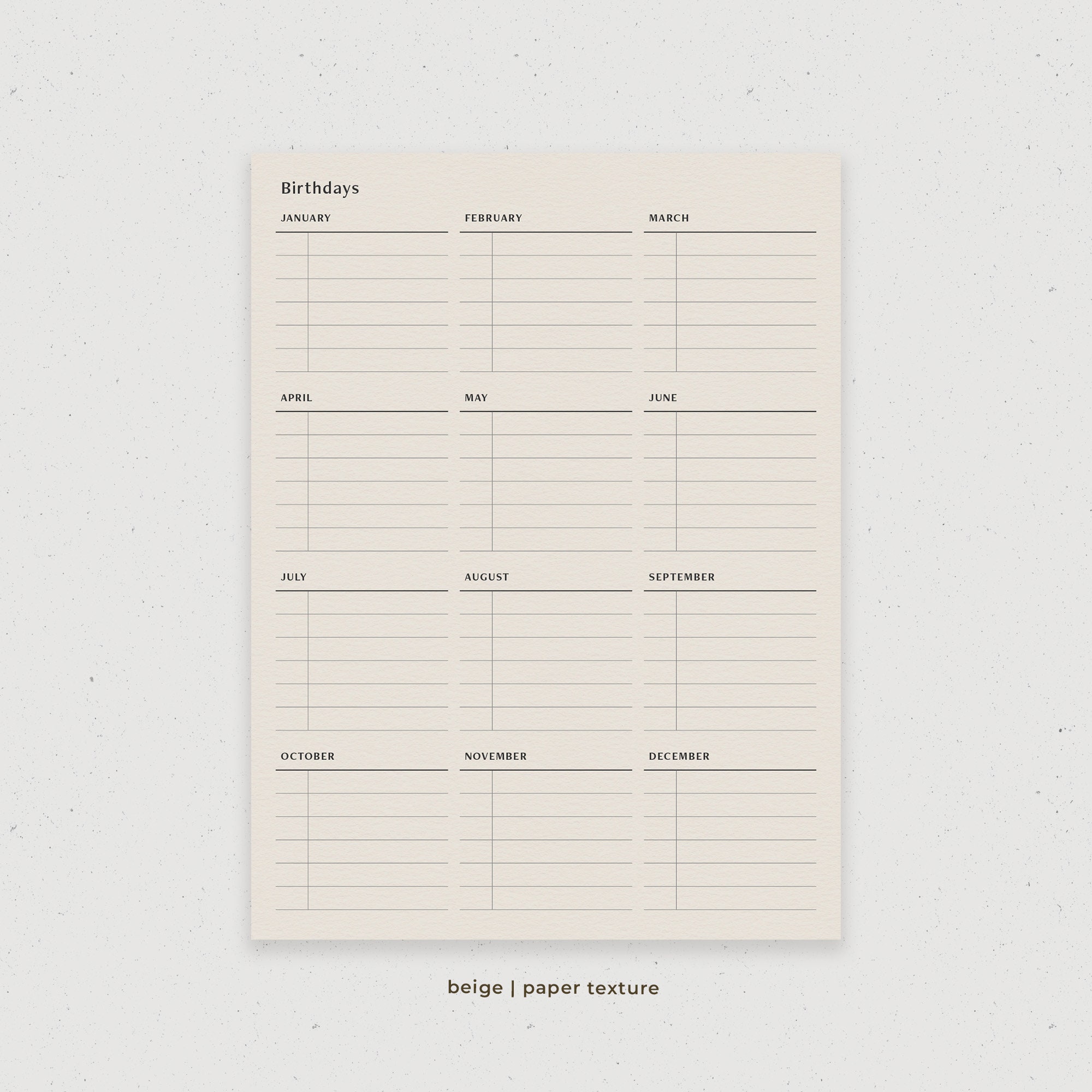 Birthday Tracker Birthday Log Important Dates Birthdays - Etsy