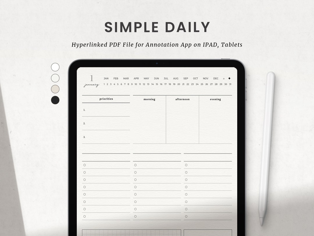 Simple Daily Digital Planner, Minimalist to Do List, Work Home Digital ...